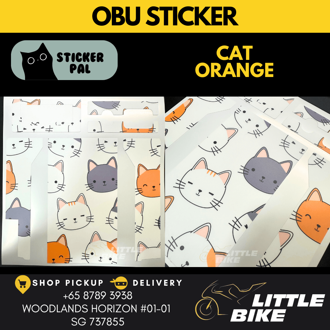 OBU motorcycle sticker Cat Orange decal vinyl skin wrap - Little Bike