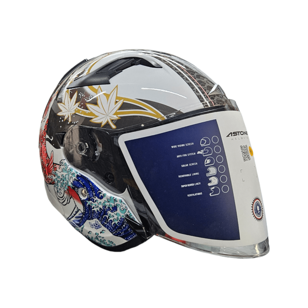 Astone KOI Pearl White PSB approved Motorcycle Helmet - Little Bike