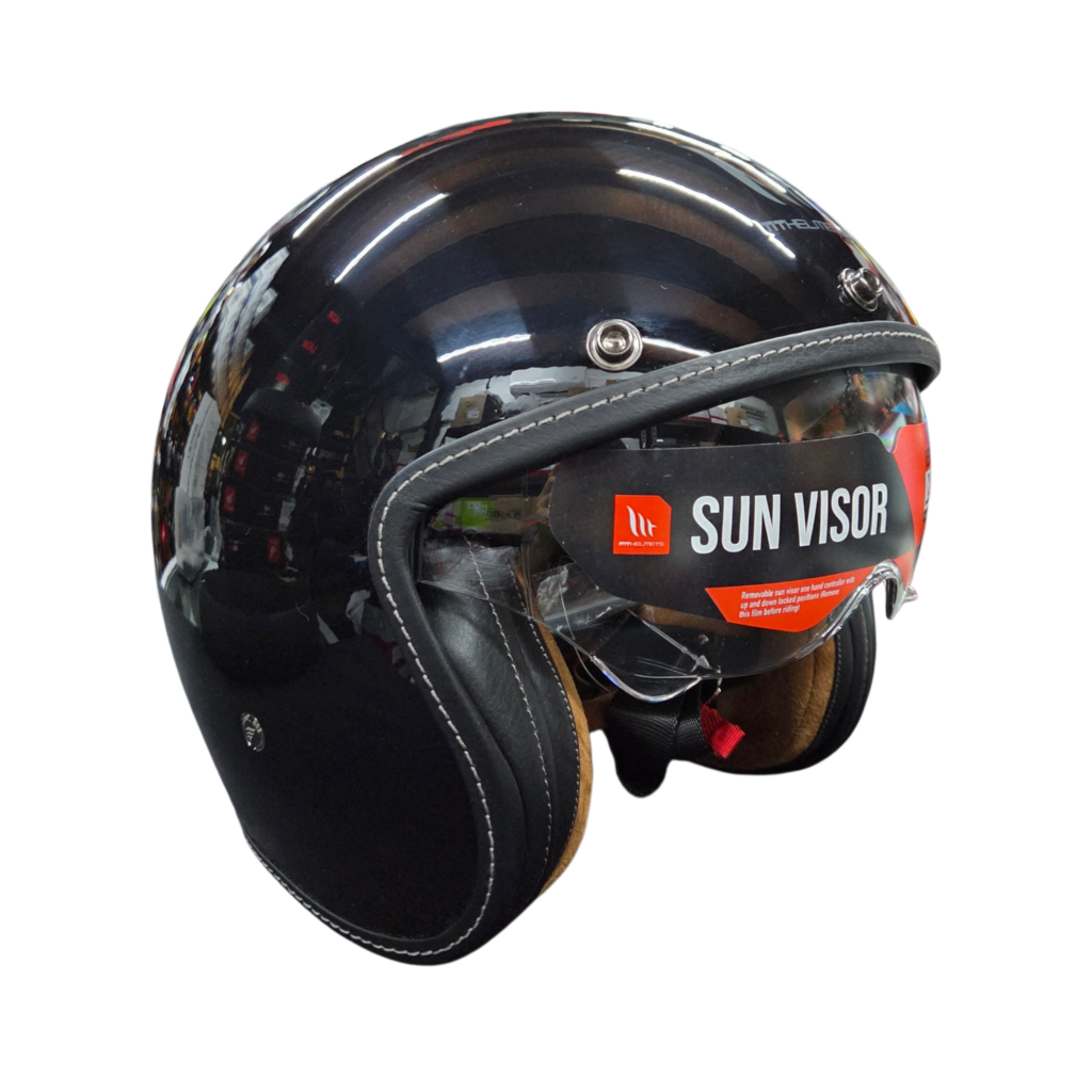 MT Helmets Le Mans 2 SV Solid A1 Gloss Black Retro Classic 3 Button ...